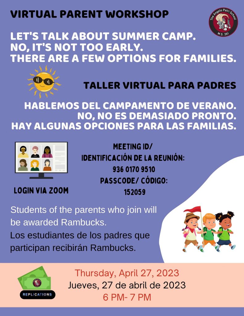 TAPS – Let’s Talk about Summer Camp Virtual Parent Workshop – REPLICATIONS